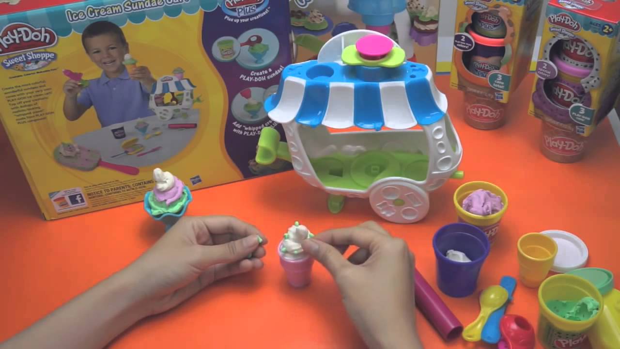 PLAY DOH Sundae Cart Ice Cream Shop Playset Sweet Shoppe - YouTube