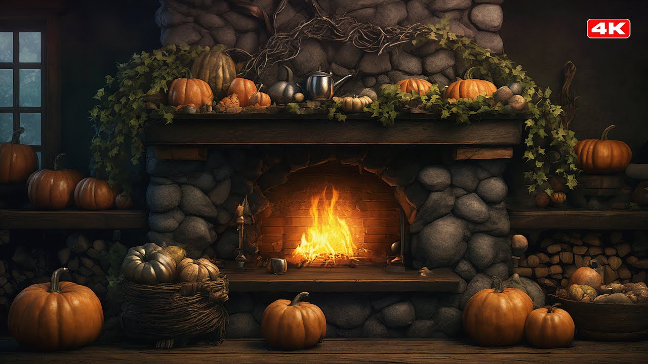 Cozy Fireplace Background 🍁 Crackling Fire Relaxing Sound Effects 🍂 ...