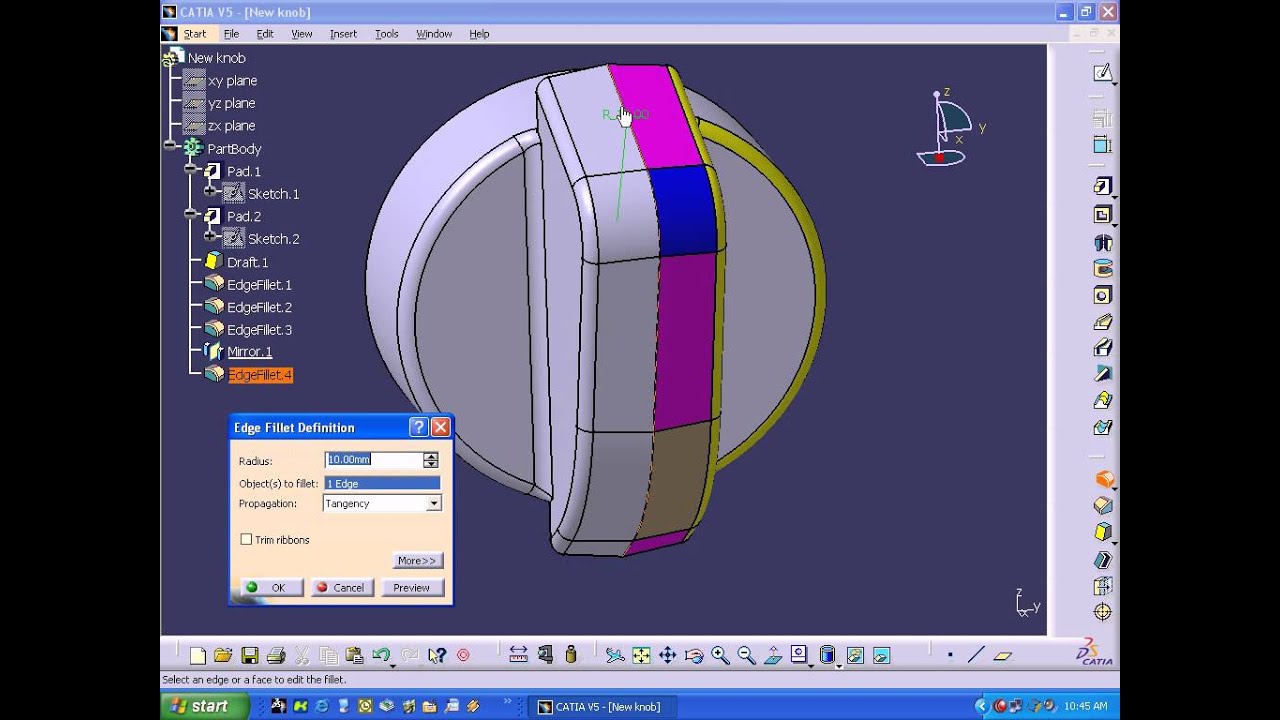 Using catia v5 to make a detail part - YouTube