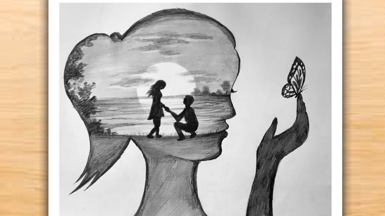 Double Exposure Pencil Drawing / Pencil Sketch Drawing / Aiya Drawing ...