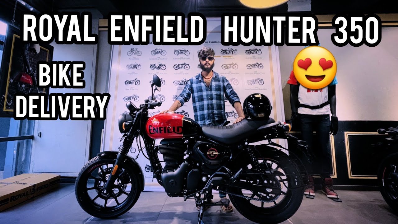 New bike delivery ROYAL ENFIELD HUNTER 350 — Rebel red 😍 - YouTube