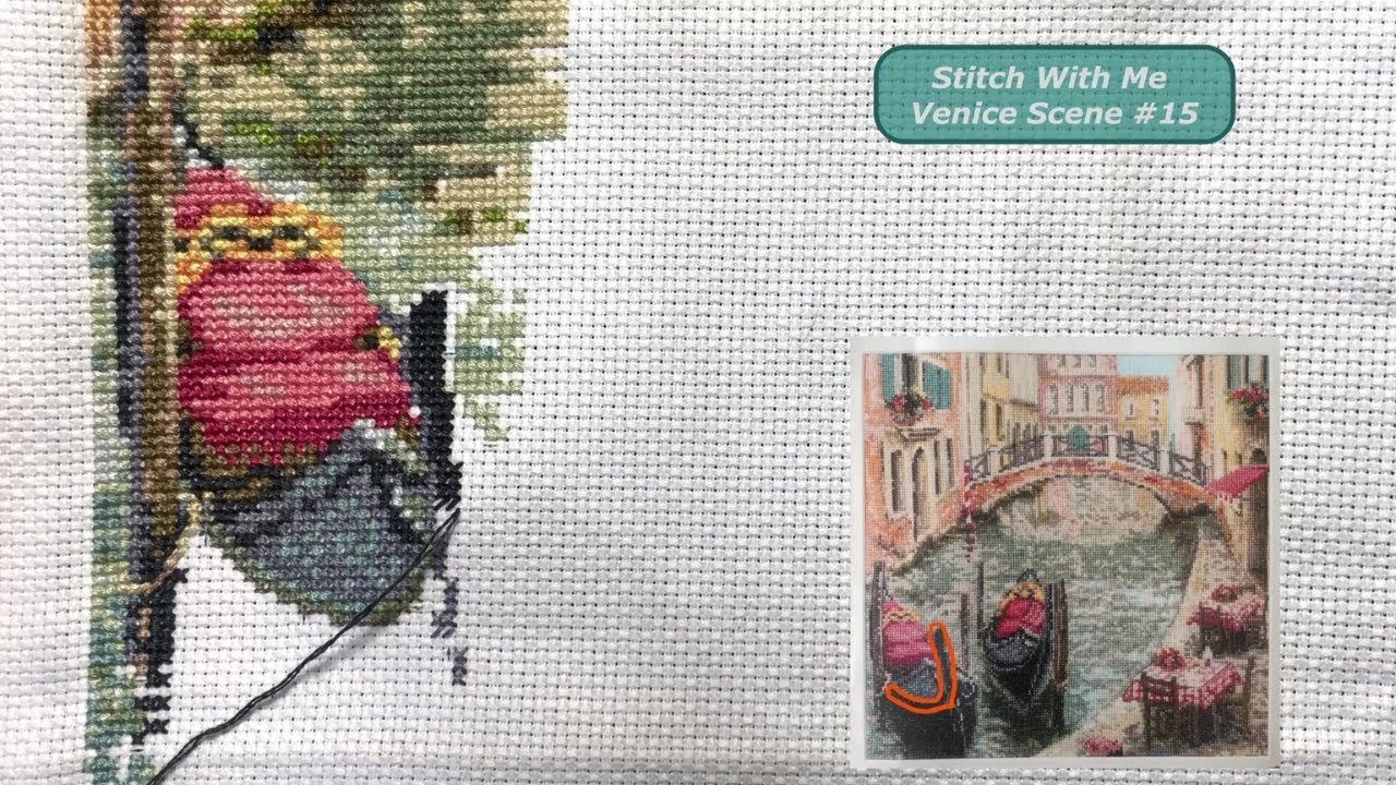 Flosstube #52 - Stitch With Me: Venice Scene (Part 15) [ASMR, No ...