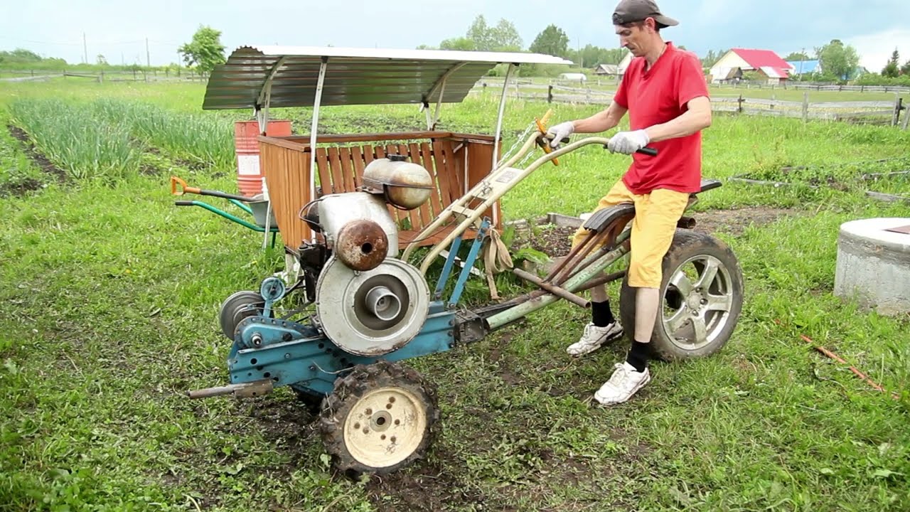 Motor cultivator. DIY removable wheel for tillers - YouTube