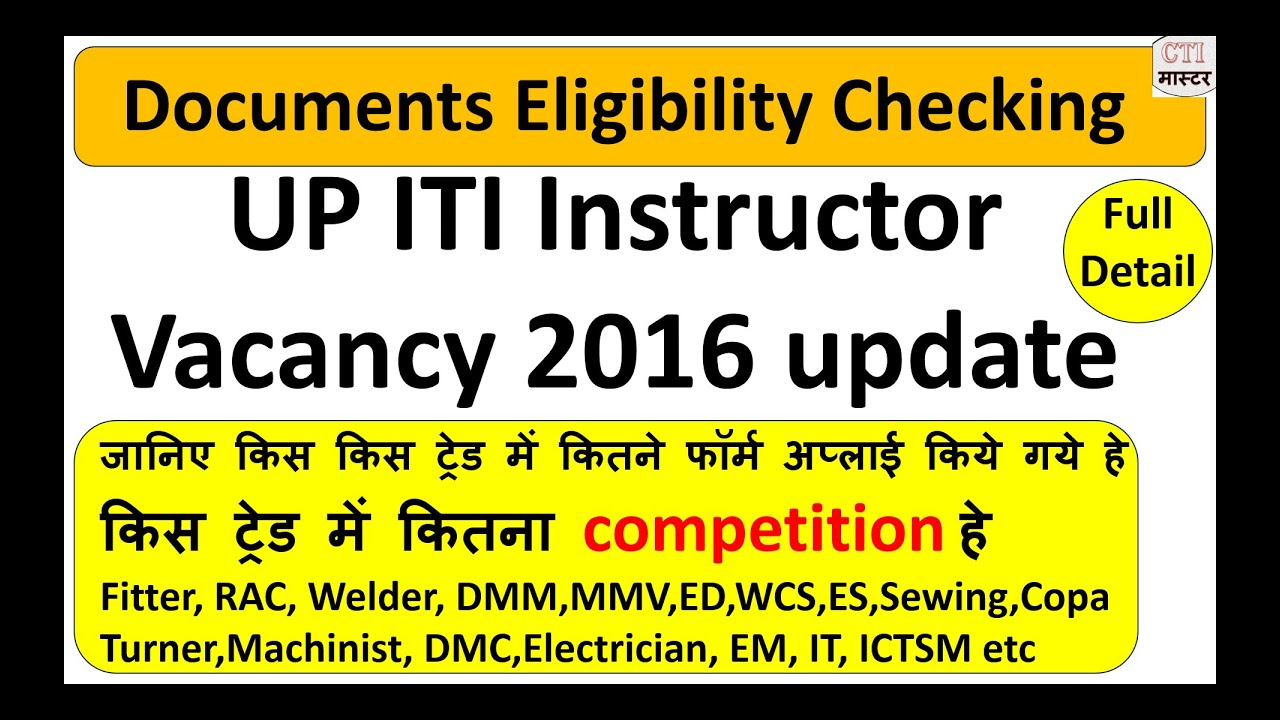 Up ITI Instructor Vacancy 2016 update II UP ITI Instructor VacancyII ...