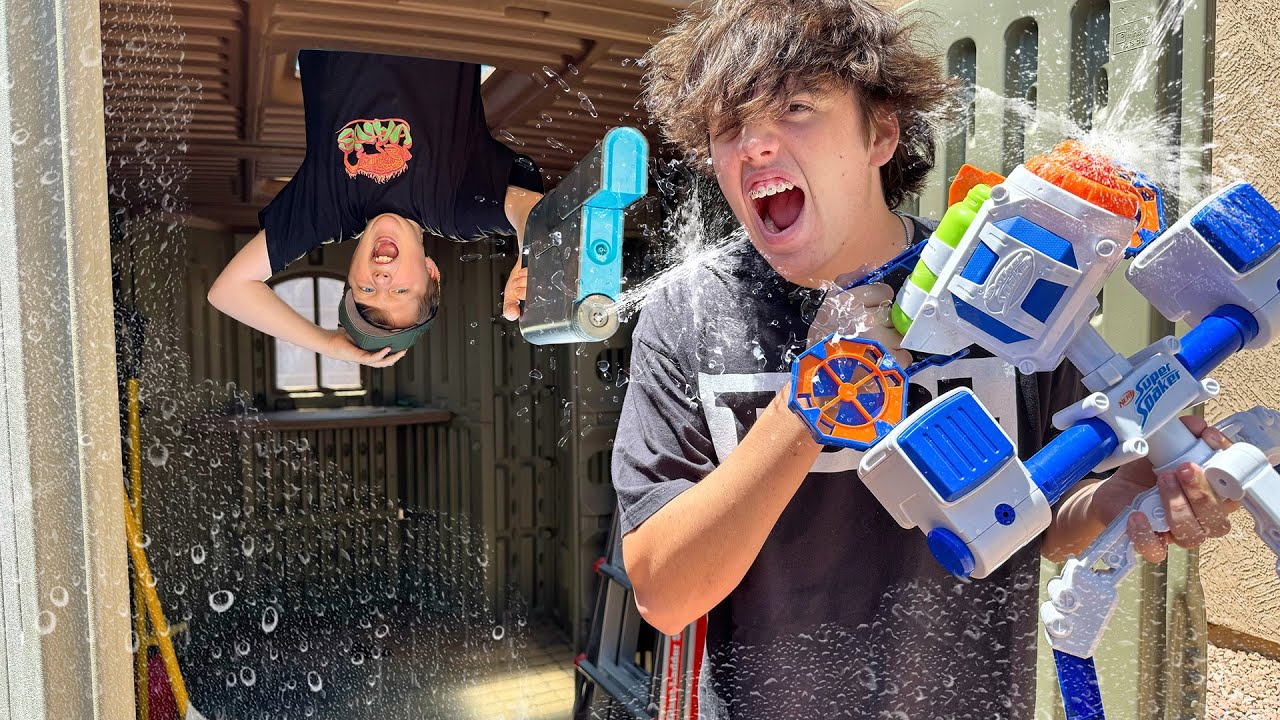 Setting the Ultimate Water Blaster Trap in my Dads Shed to Sabotage my ...
