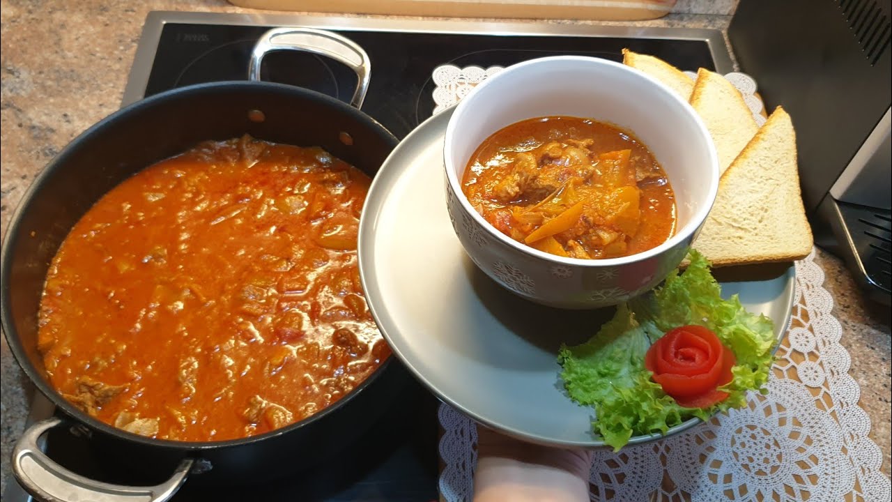 Gjellë Dimrore me Domate-Patligjona dhe Mish Viçi,Drekë e Lehtë ne ...