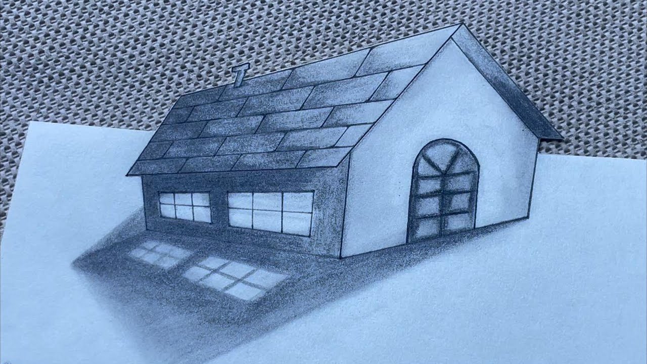 Stunning 3D Cottage Drawing|3D Trick Art|3D Drawing For Beginners - YouTube