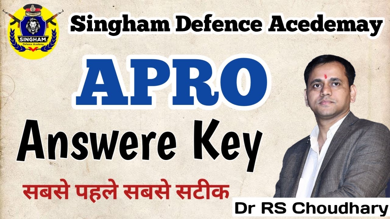 APRO !! Answere Key || Singham Defence Acadmey || APRO Exam 2022 ...