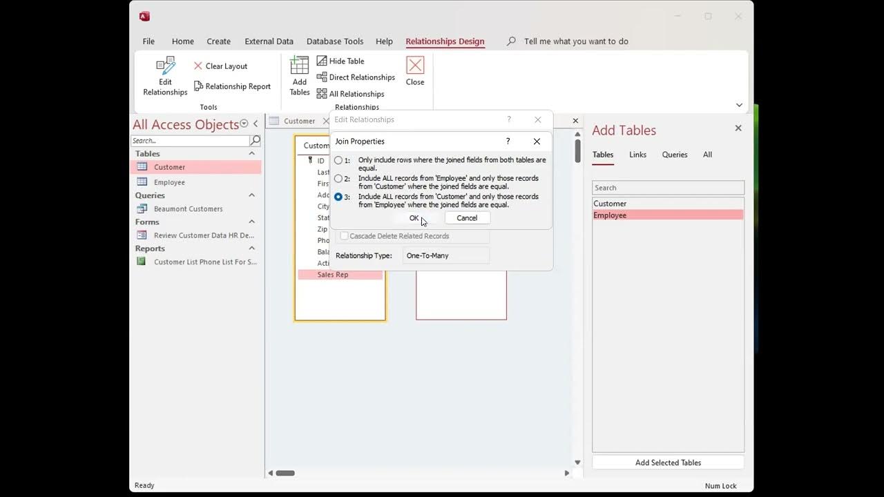 Creating Relationships in Microsoft Access - YouTube