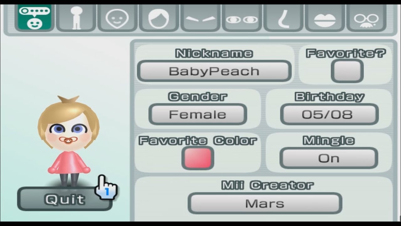 Baby Peach - Super Mario - Mii 1106 - YouTube