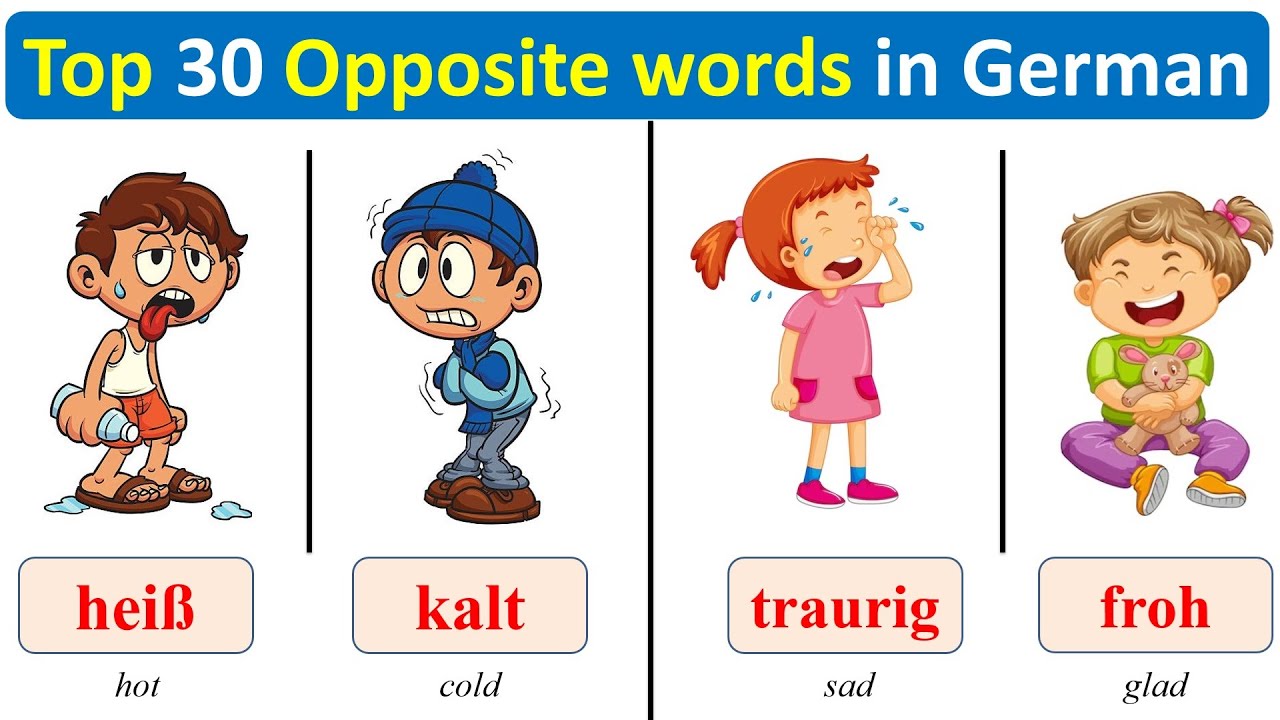 Top 30 Opposite words in German A1-A2 - YouTube