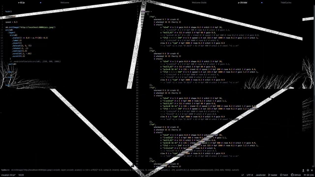 Audio visual coding with tidal cycles and hydra - YouTube
