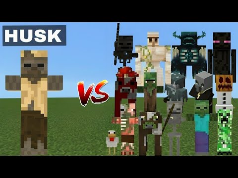 Husk vs all Minecraft Mobs in Minecraft |Mob- Battle | - YouTube