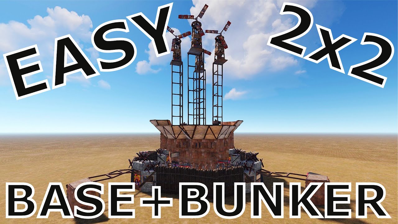 EASY 2x2 BUNKER+BASE for DUO-QUAD in RUST / РАСТ - YouTube