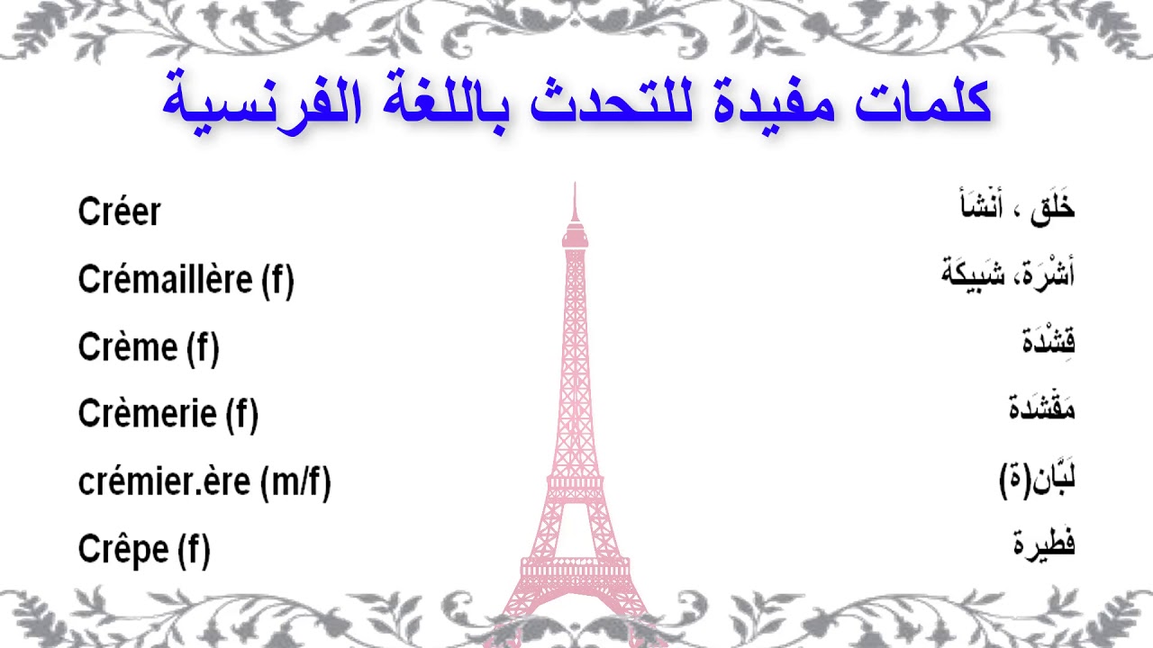 كلمات مفيدة للتحدث باللغة الفرنسية 8 Youtube