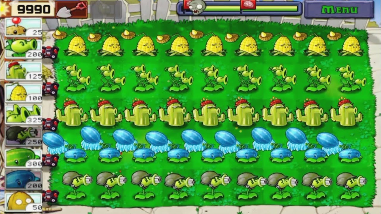 Plants vs Zombies | One Line Plants Strategy | Winter Melon, Gatling ...