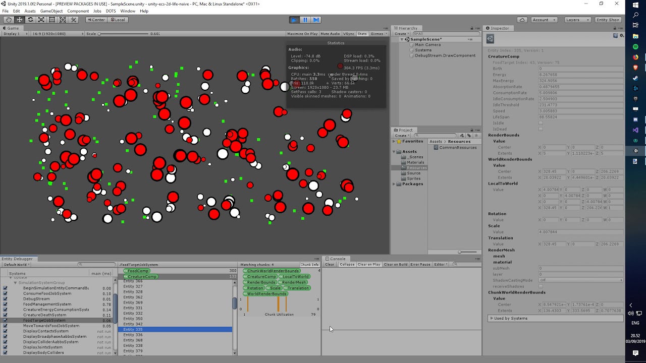 Unity ECS - Naive 2D Life Simulation using Jobs and Burst Compiler ...