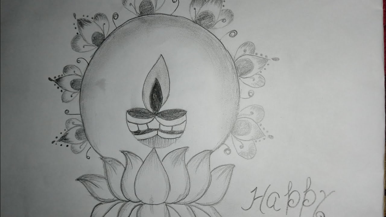 How to draw diya for diwali festival||Diya pencil drawing || very easy ...