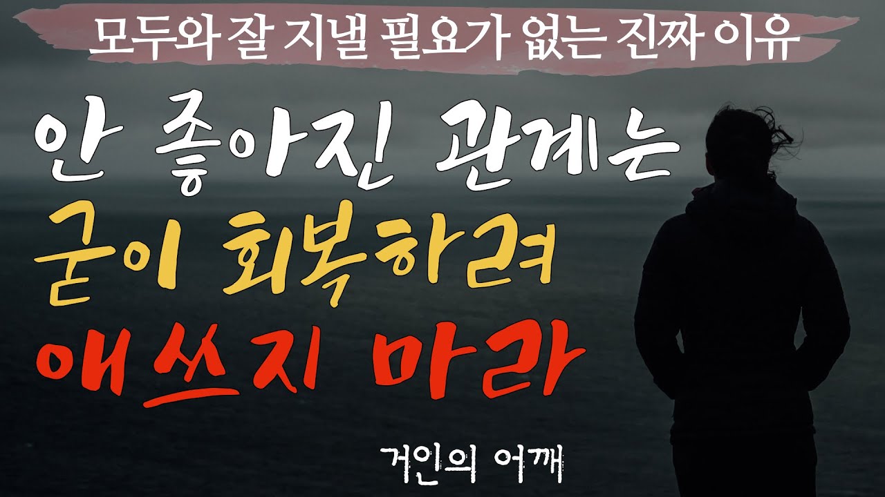 거인의 명언 누군가를 도저히 이해하기 힘들때 너무 애타게 살지 말고 자신을 사랑하세요 세상은 넓고 당신과 맞는 좋은 사람은 많다 쇼펜하우어 인간관계 철학 오디오북