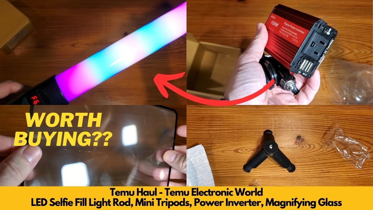 Temu Haul - Temu Electronic World | LED Light Bar, Mini Tripods, Power ...