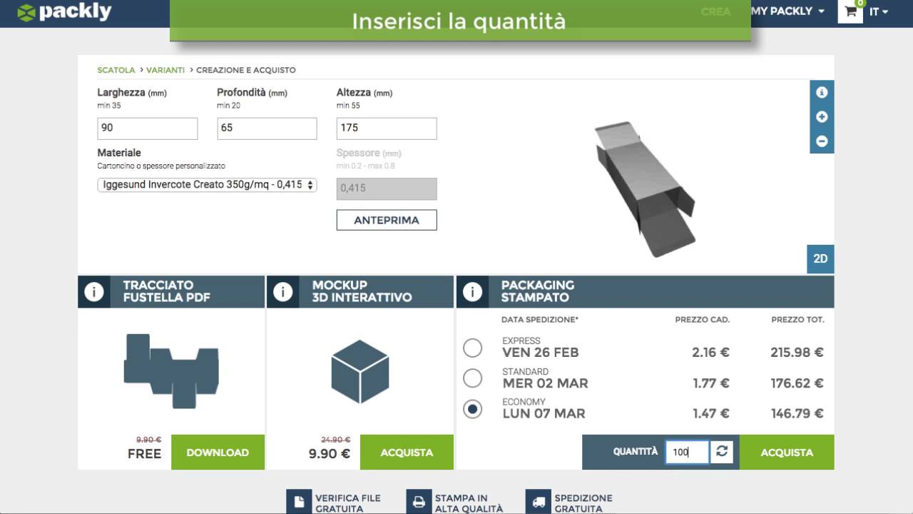 Stampa il tuo Packaging online con Packly - Guida rapida - YouTube