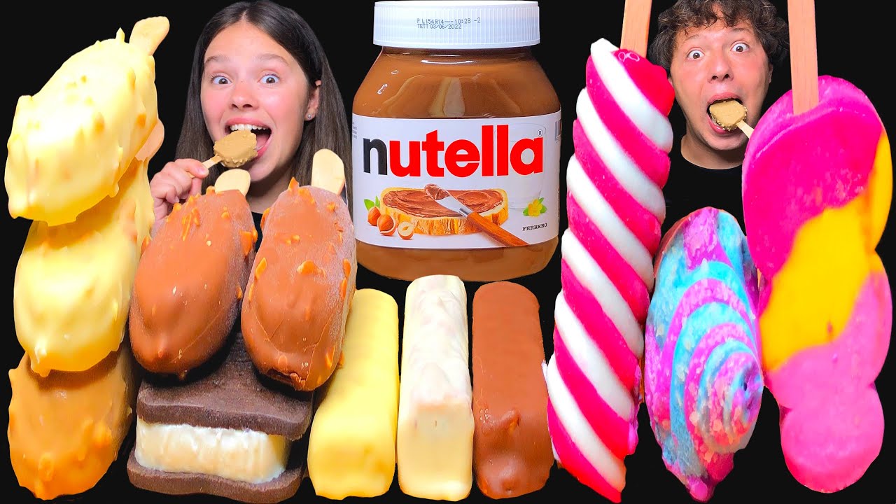 ASMR MAGNUM CHOCOLATE ICE CREAM, SNICKERS WHITE ICE CREAM BAR & NUTELLA ...