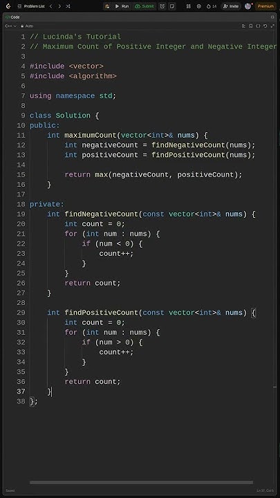 🎀LeetCode Problem 2529🎀 Maximum Count of Positive Integer and Negative Integer - YouTube