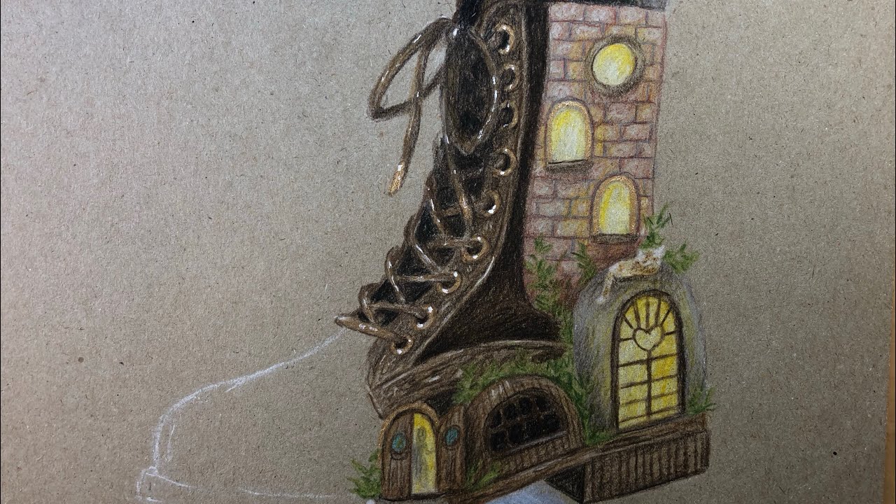 Inktober | Prompt 3: Boots - Colorpencil on green toned paper, A4 ...