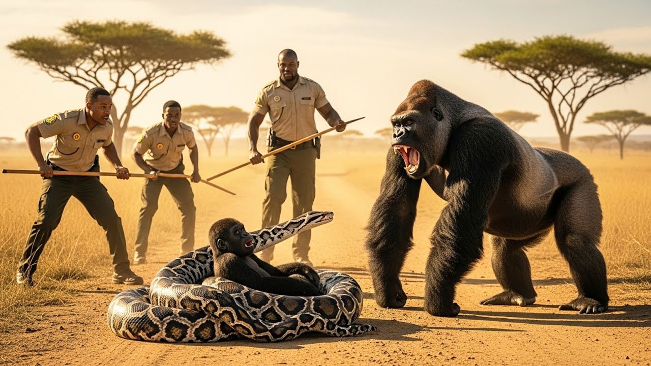 Men Rush to Save Baby Gorilla from Python, What the Mother Did Was Terrifying! - YouTube