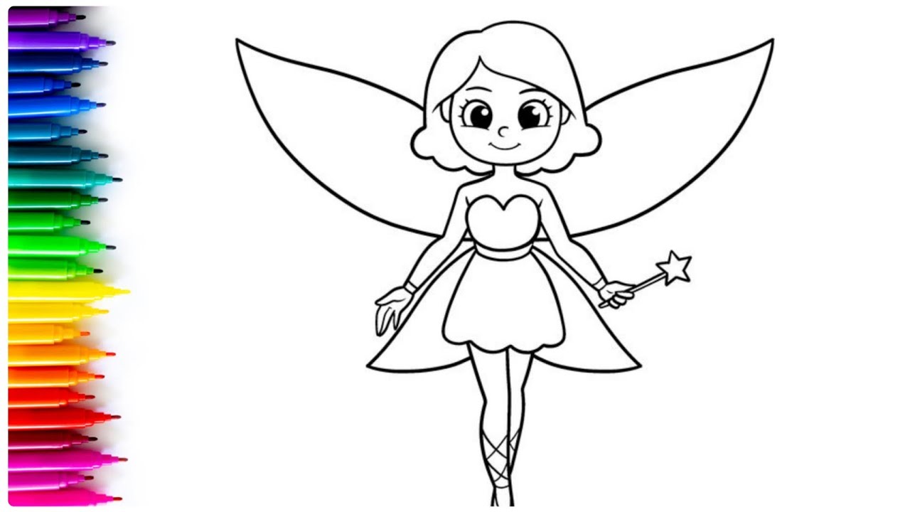 How to Draw Fairy Princess Drawing, Painting & Coloring For Kids and ...