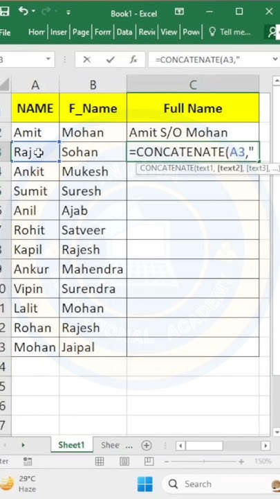 ABOUT CONCATENATE FUNCTION IN MS EXCEL #concatenate #excelfunctions #excelformula #techtalks # ...