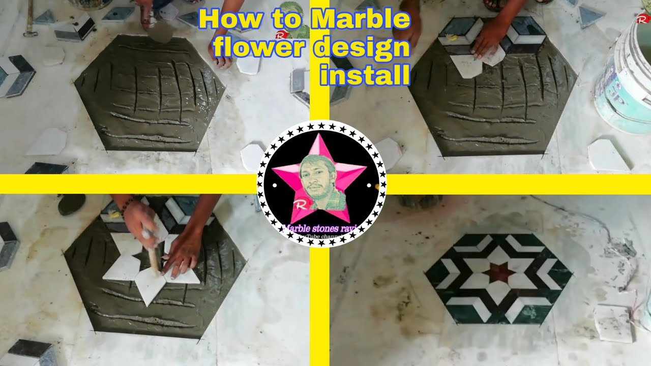 How to Marble flower design install in India - YouTube