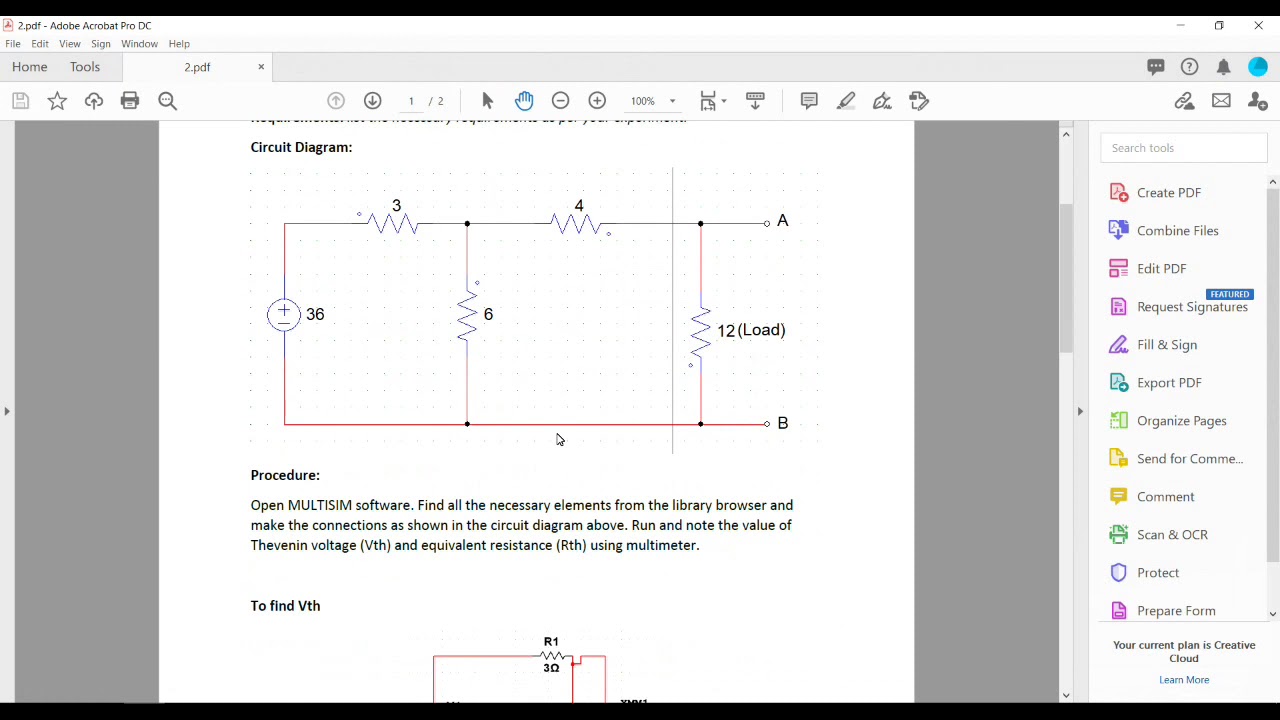 thevenin theorem MULTISIM - YouTube