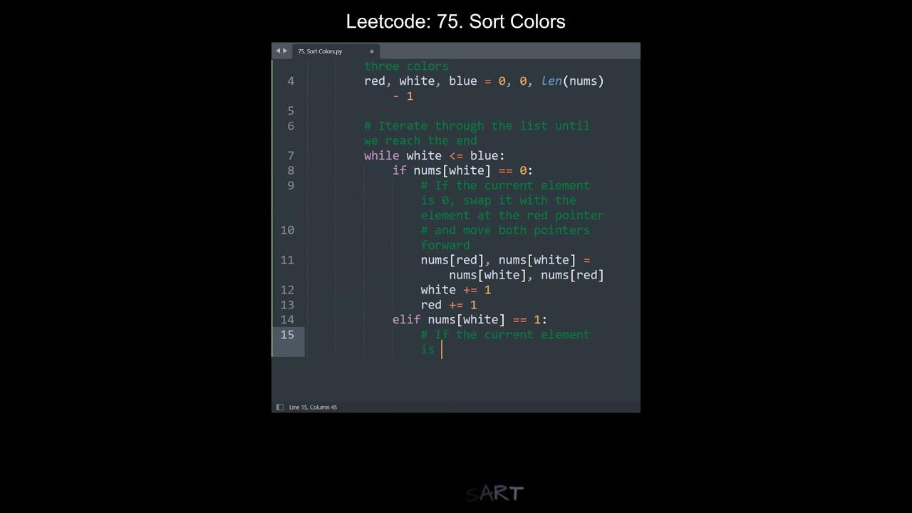 Leetcode 75 Sort Colors In Python Python Leetcode Python Coding Tutorial Python Coding 
