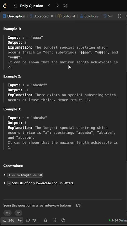ലീറ്റ്കോഡ് | LeetCode Daily 2981 | Longest Special Substring That Occurs Thrice #malayalam # ...