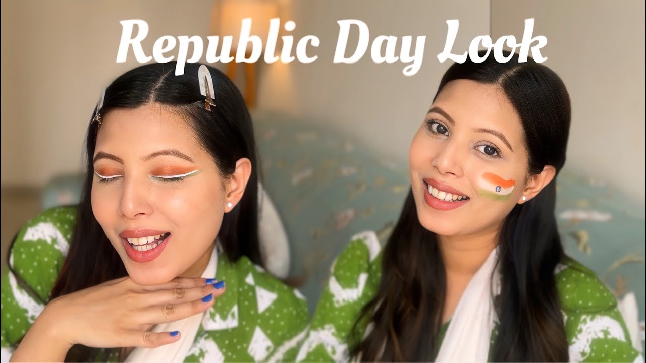 Republic Day Makeup Look| Tricolor Makeup 2025 |The Purple Girl - YouTube