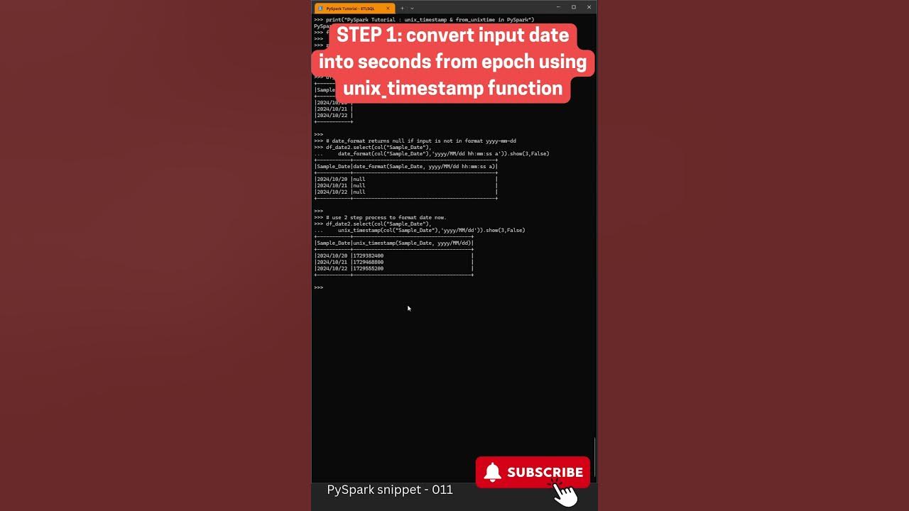 PySpark from_unixtime & unix_timestamp - 011 #pyspark #pysparkcode - YouTube