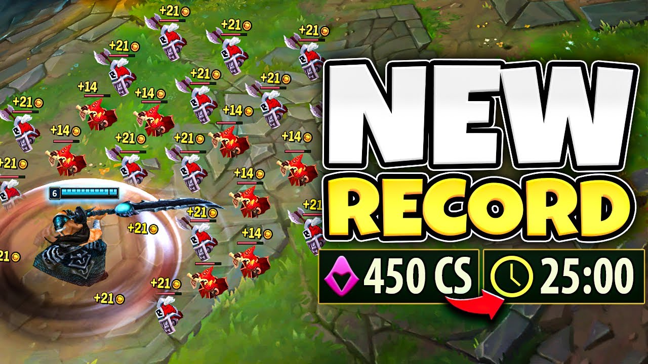 I BROKE THE CS RECORD IN LEAGUE OF LEGENDS! 350+ CS AT 25 MINUTES ...