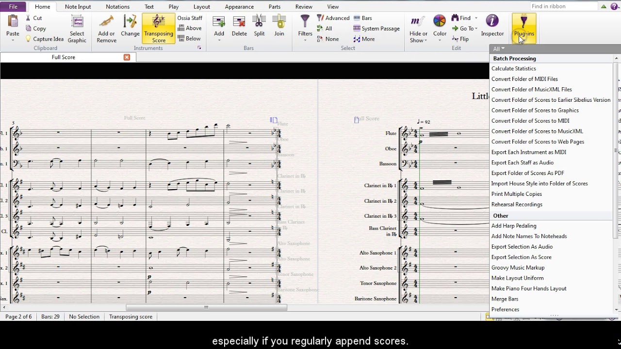 Sibelius Tutorial No. 10 Append Score - YouTube