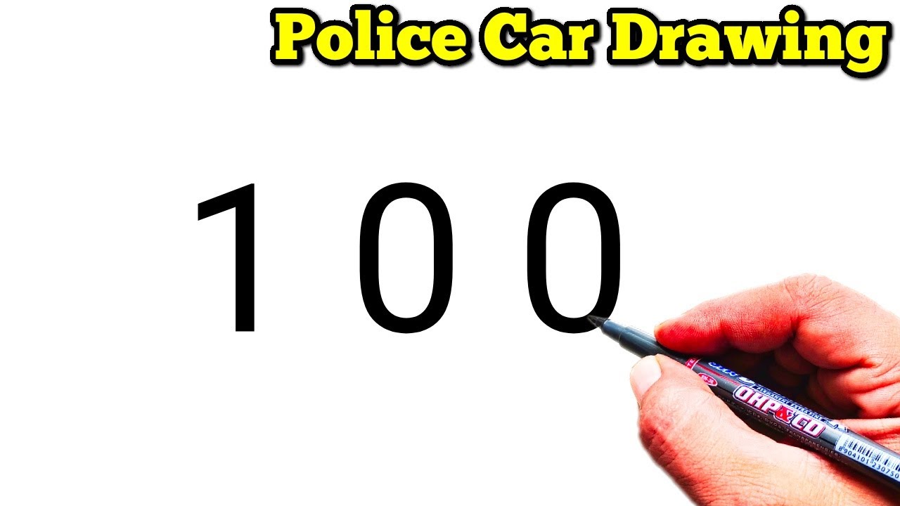 How to Draw Police Car From Number 100 | Easy Police Car Drawing ...