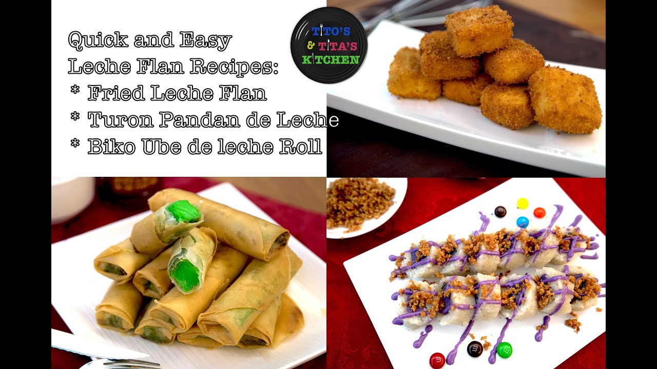 FRIED LECHE FLAN * TURON PANDAN DE LECHE * BIKO UBE DE LECHE ROLL - YouTube