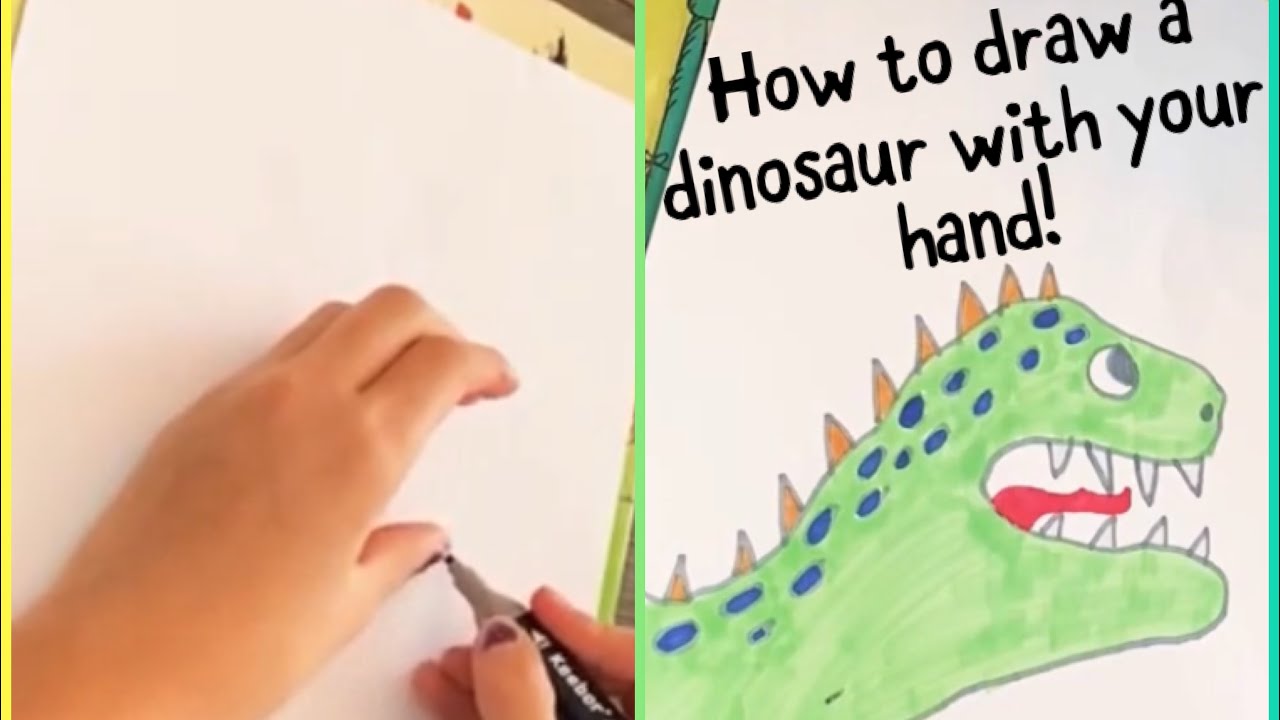 How to draw a dinosaur using your hand! - YouTube