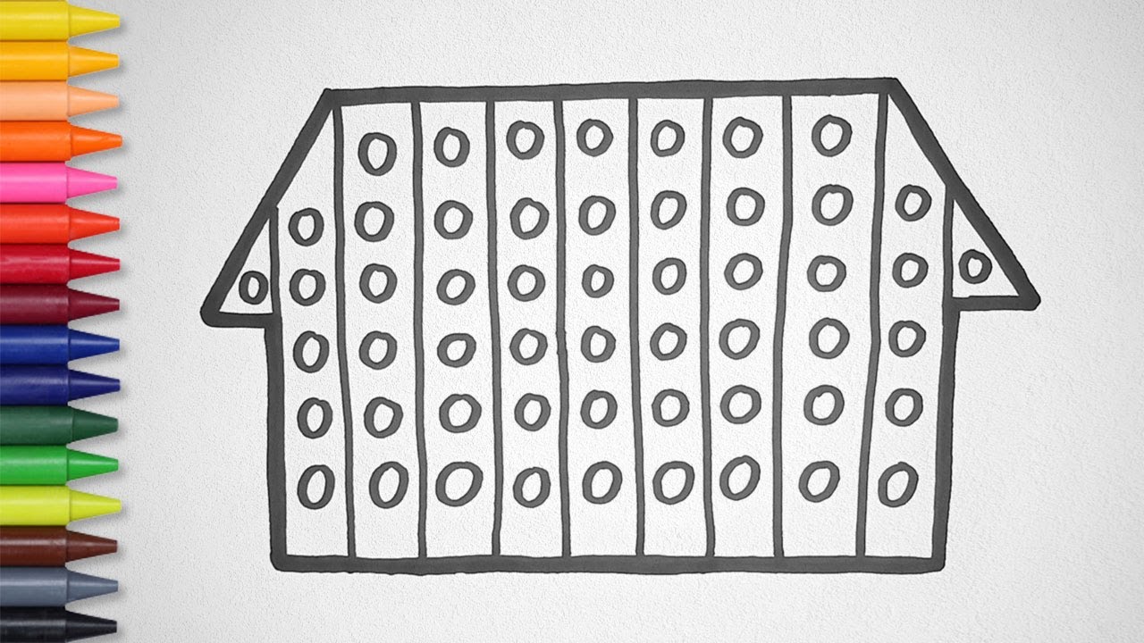 How to Draw Cute POP IT House | Coloring Page with Crayons | Drawing ...