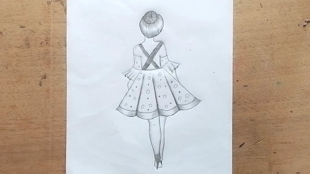 how to draw a girl with back side drawing and beautiful drawing and ...