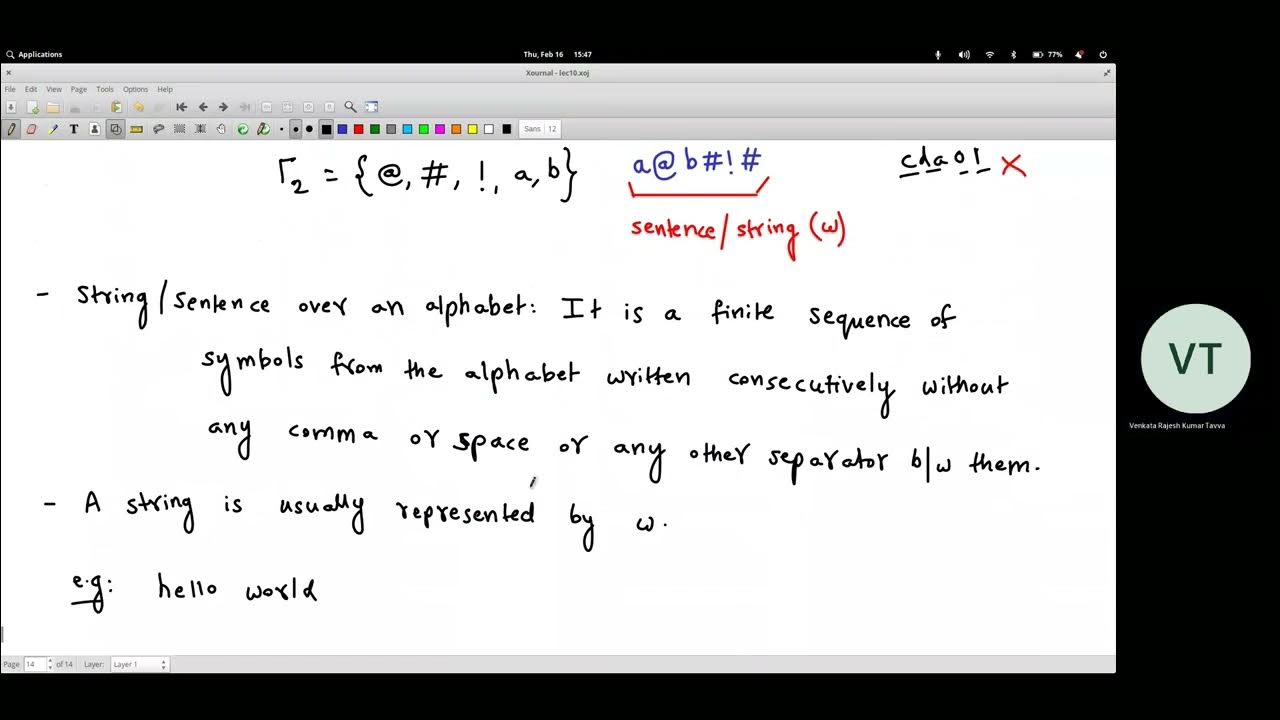 Lecture 10 Mathematical Foundations For Toc Part 5 Strings And Languages Youtube