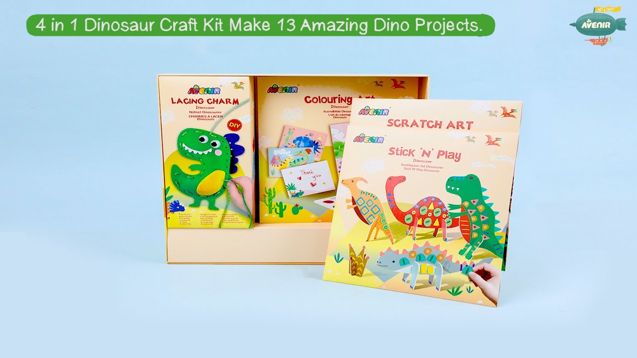 Avenir 4 in 1 Dinosaur Craft Kit - YouTube