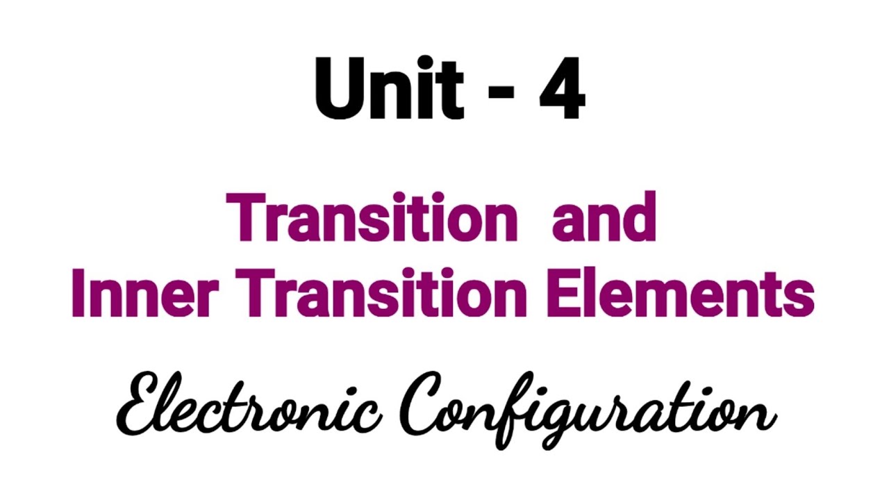 Electronic Configuration | Transition and Inner Transition Elements ...