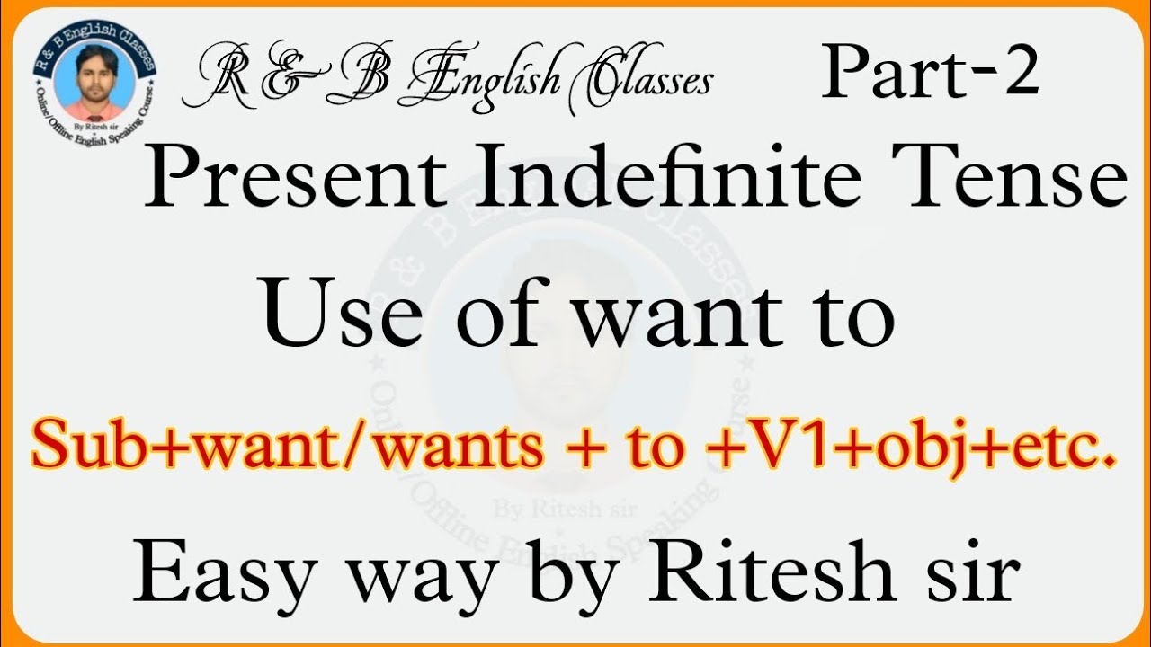 Part-2 Present Indefinite Tense, Use of want to, rbenglishclass ...