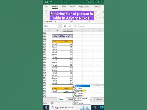 how to find number of person from table in advance Excel #countif #msexcel #excel ...