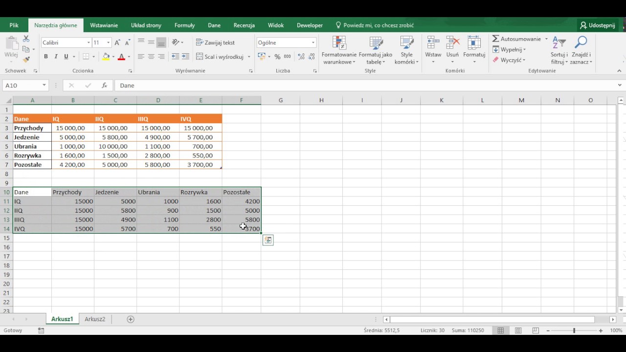 Excel - Zamiana kolumn na wiersze - Transpozycja - YouTube
